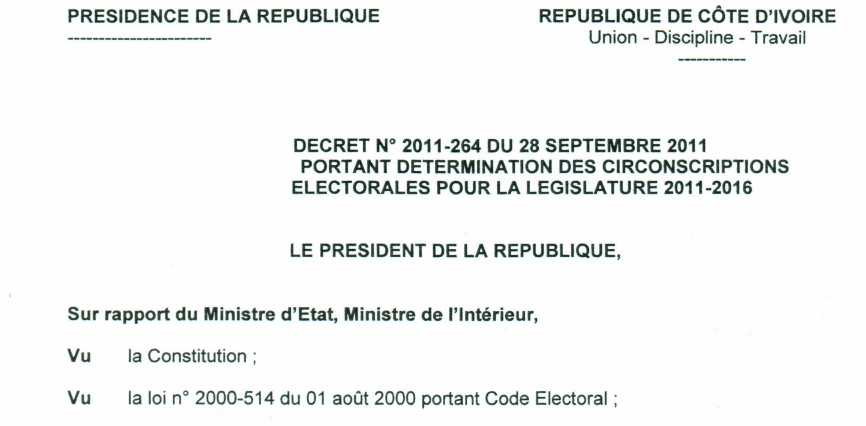 Côte-d’Ivoire: Voici ce que dit le décret de 2010 ressort territorial ...